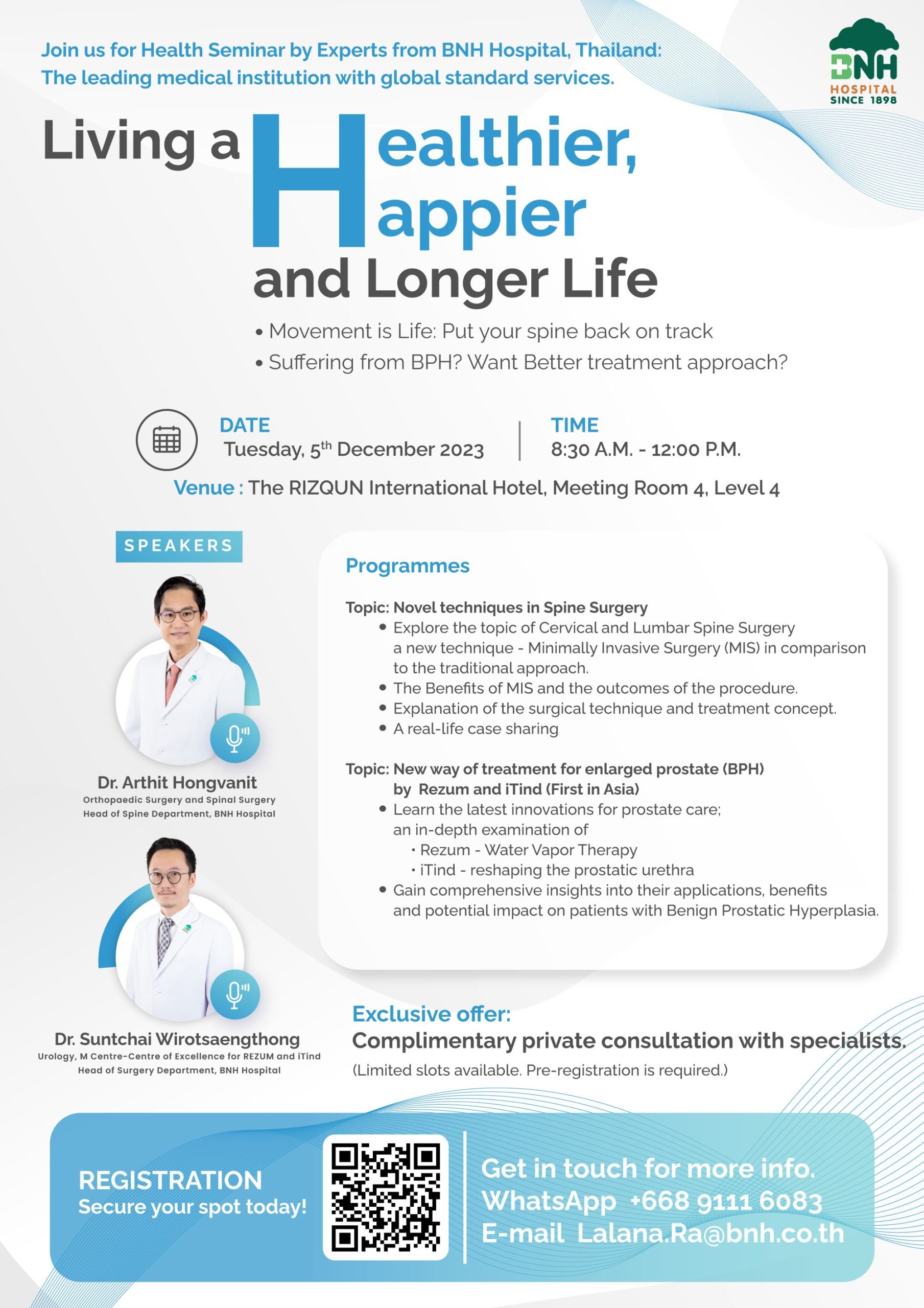 Health Seminar by Experts from BNH Hospital, Thailand - BNH HOSPITAL