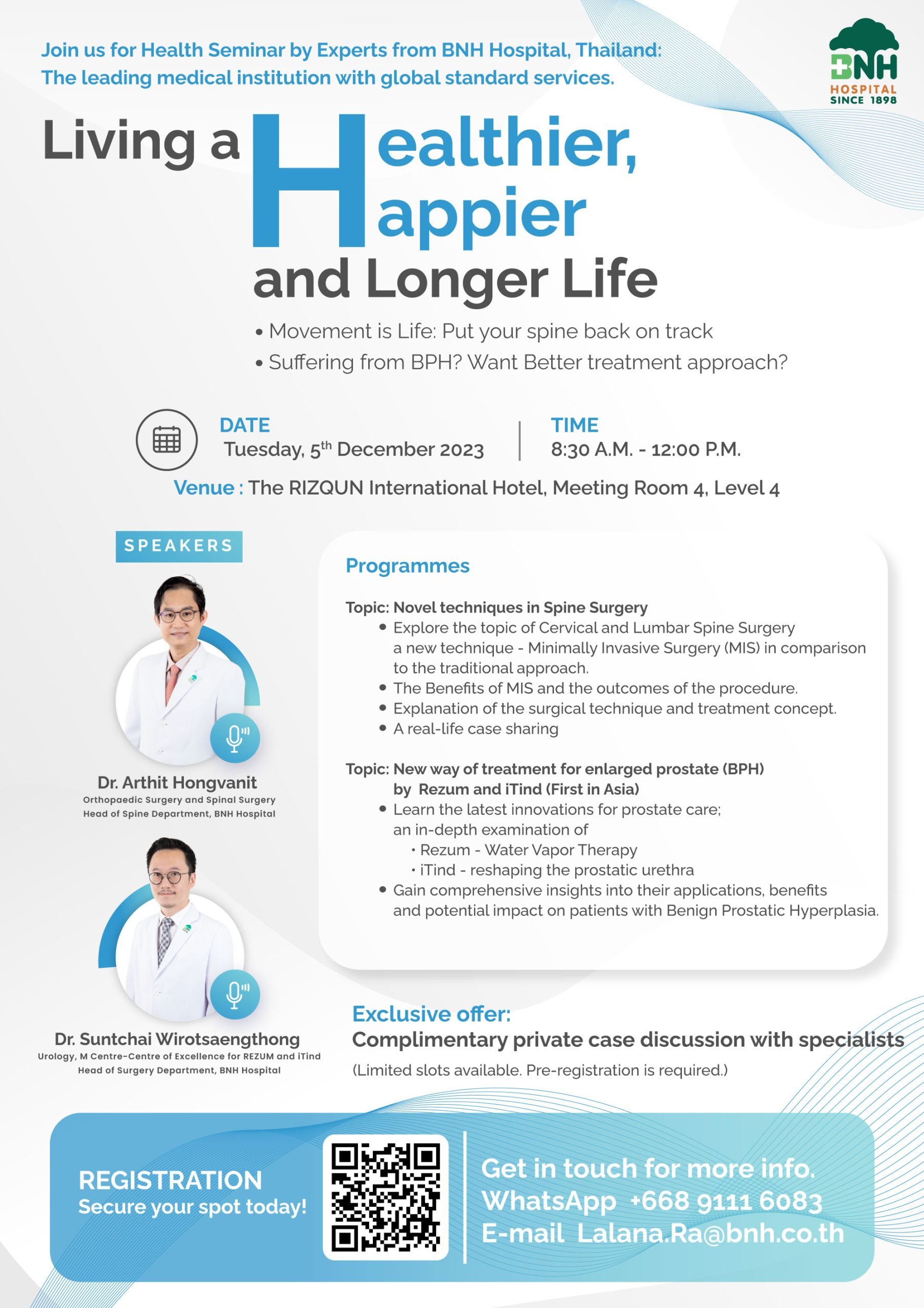 Health Seminar by Experts from BNH Hospital, Thailand - BNH HOSPITAL